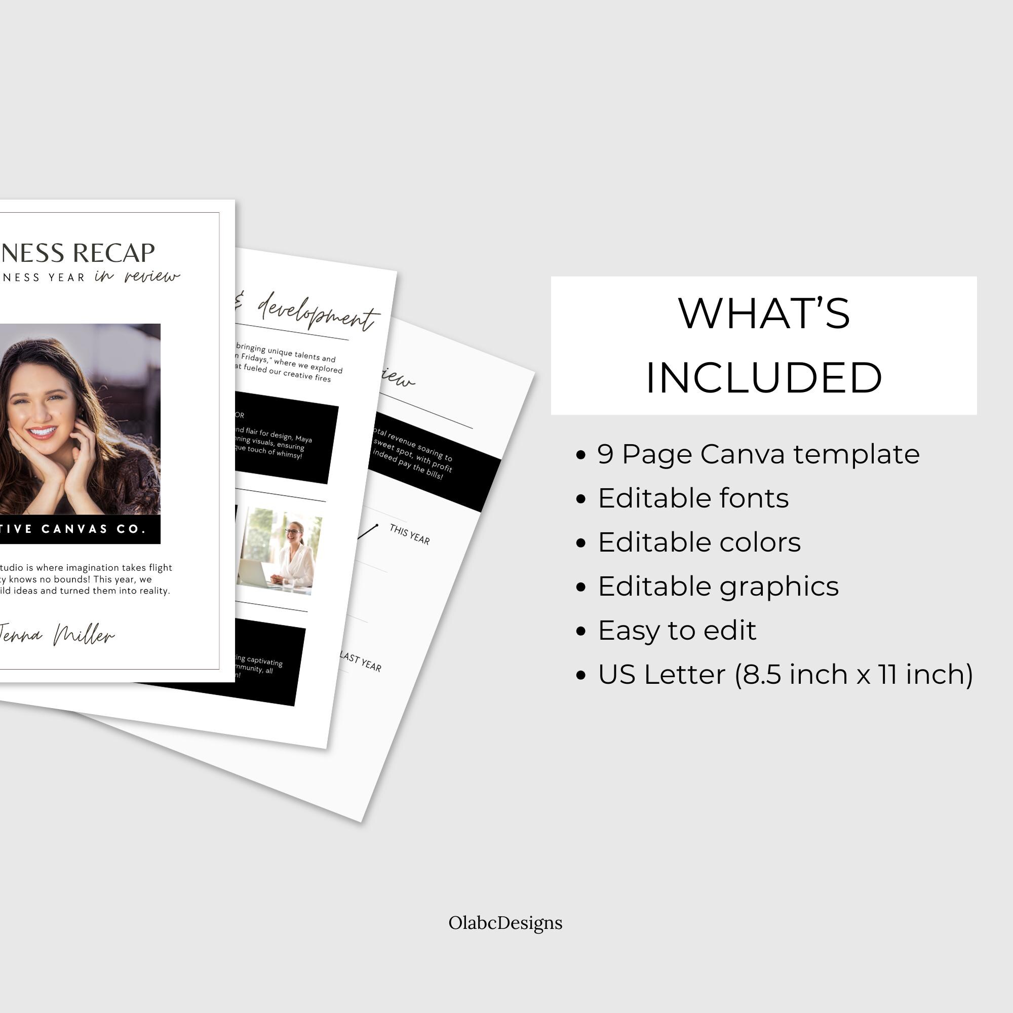 Year in Review Canva Template, Business Recap Highlights, End of Year ...