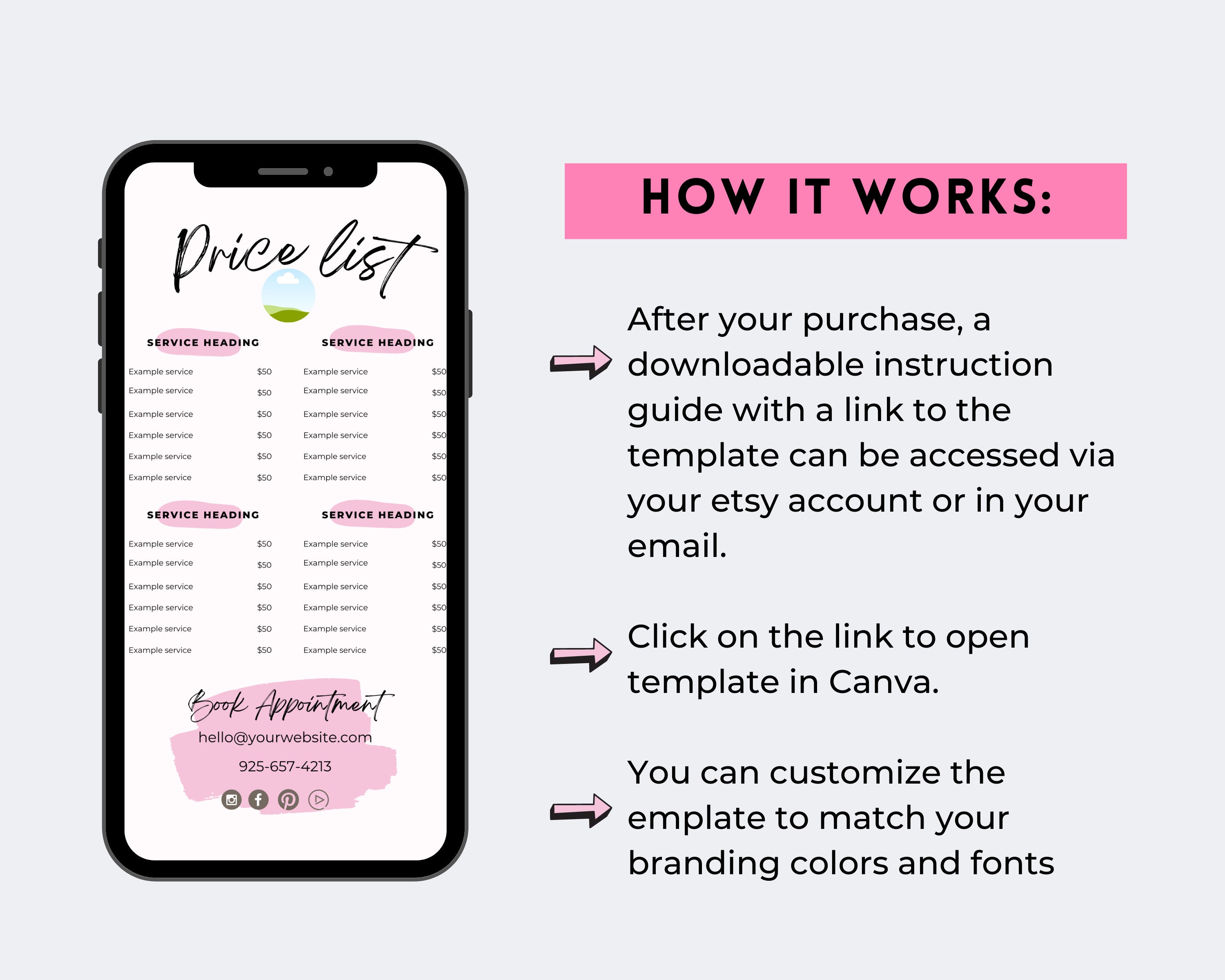 Price List Template With Logo for Salon, Small Business Printable ...