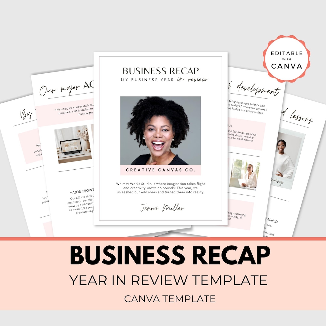 Year in Review Canva Template, Business Recap Highlights, End of Year ...
