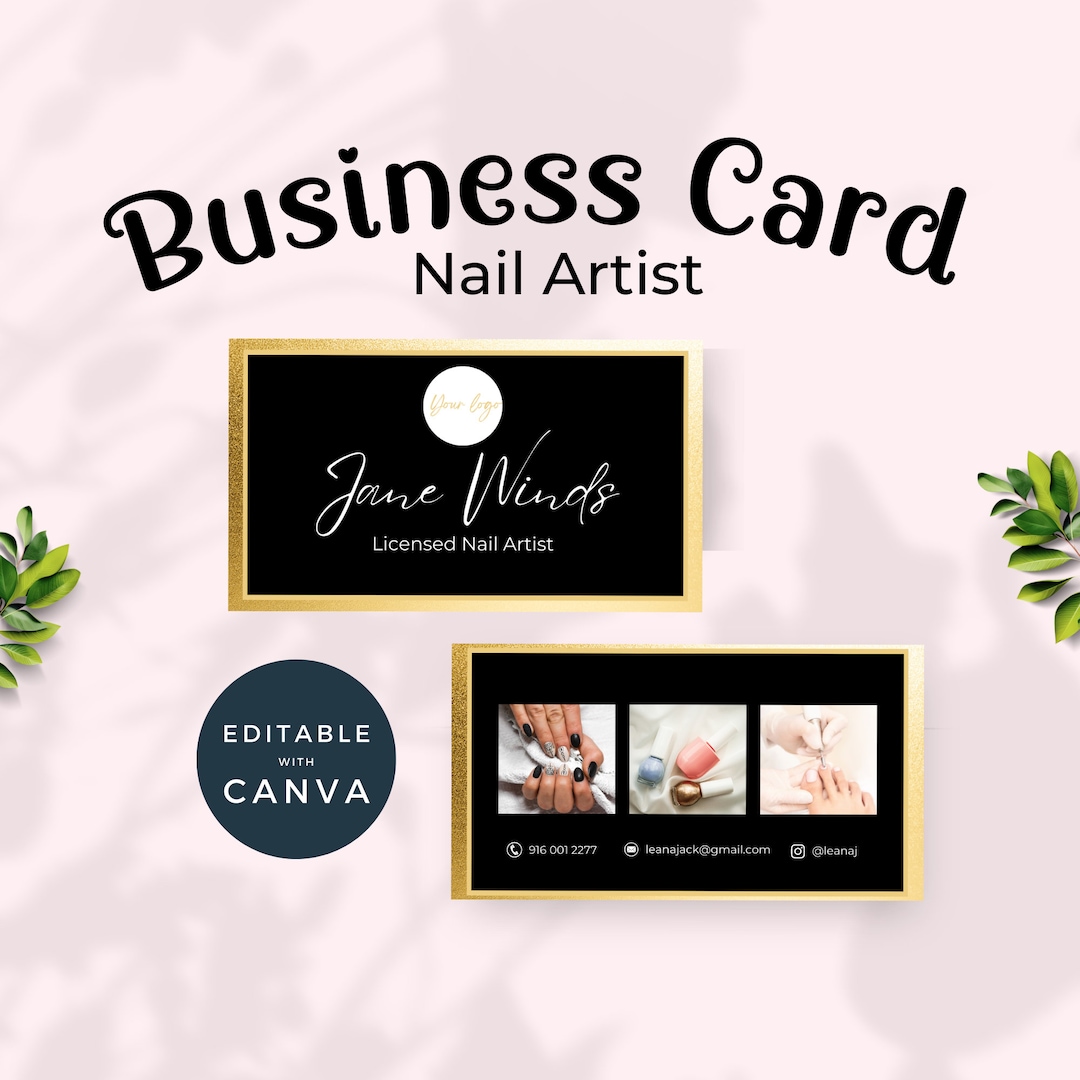 Nail Business Card Template for Nail Technician, Artist, Salon, DIY ...