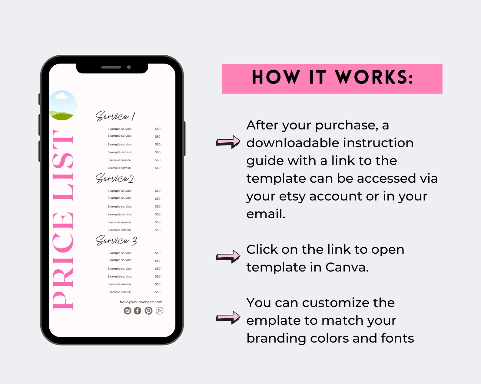 Price List Templates Sign for Small Business, Editable Price List ...