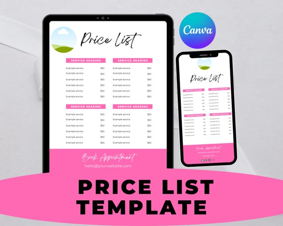 Editable Price List Templates With Logo for Small Business - Etsy