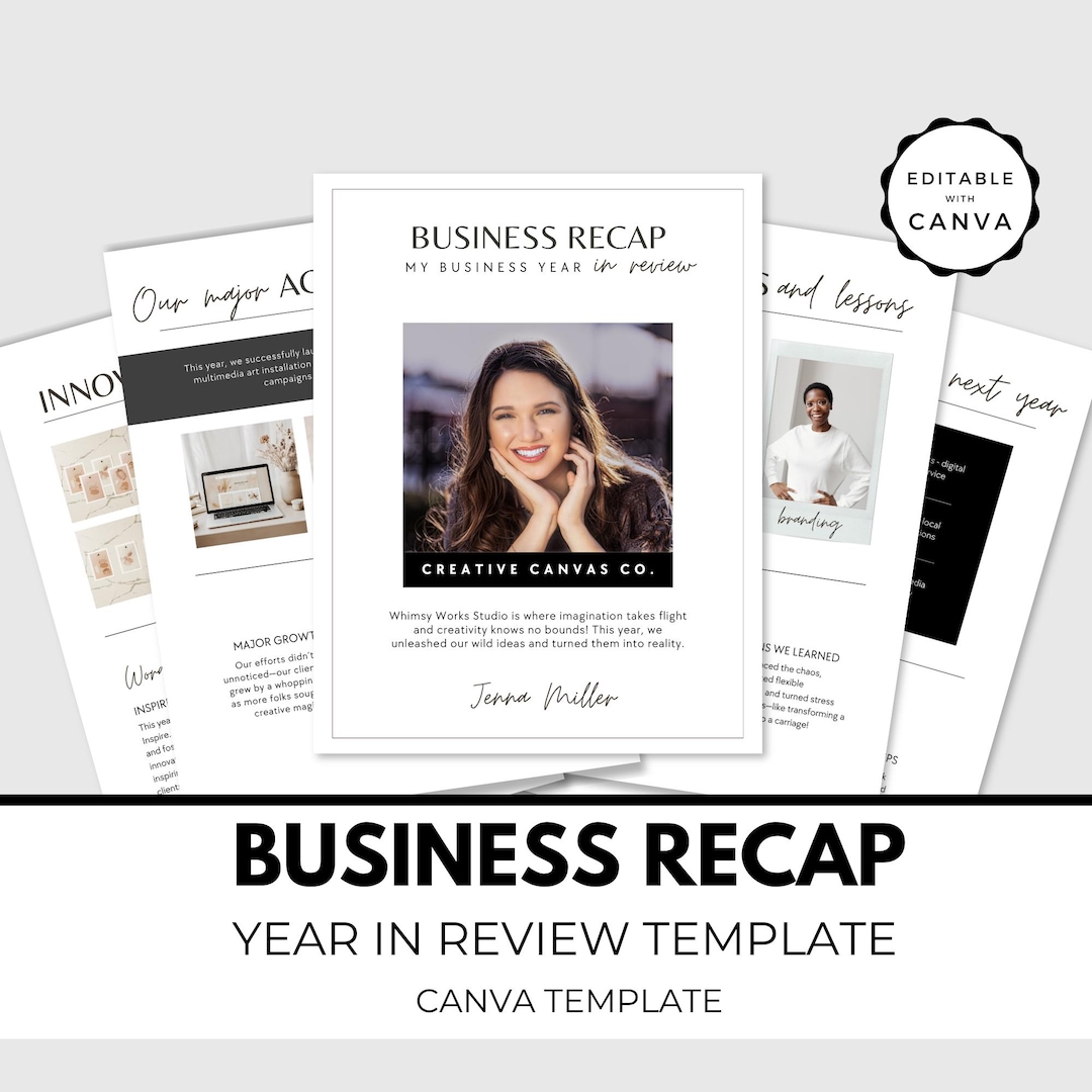 Year in Review Canva Template, Business Recap Highlights, End of Year ...