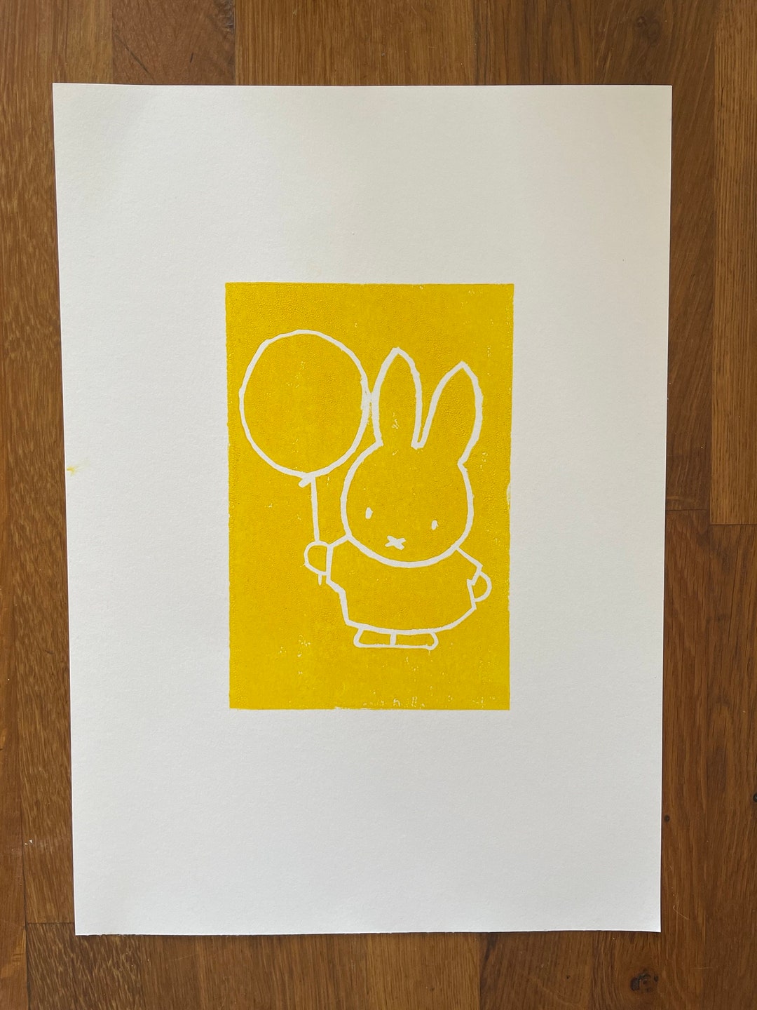 Handmade Linocut Miffy Print - Etsy