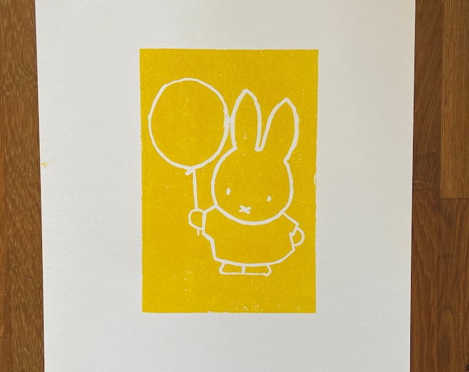 Handmade Linocut Miffy Print - Etsy