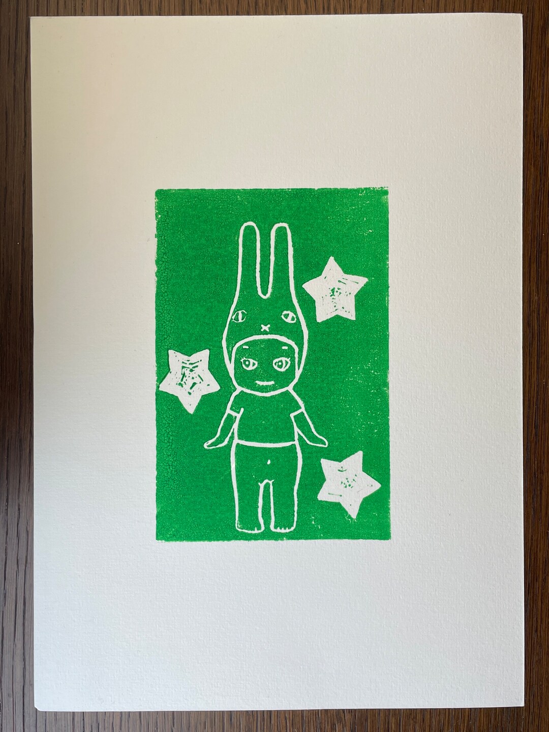 Handmade Linocut Sonny Angel Print - Etsy