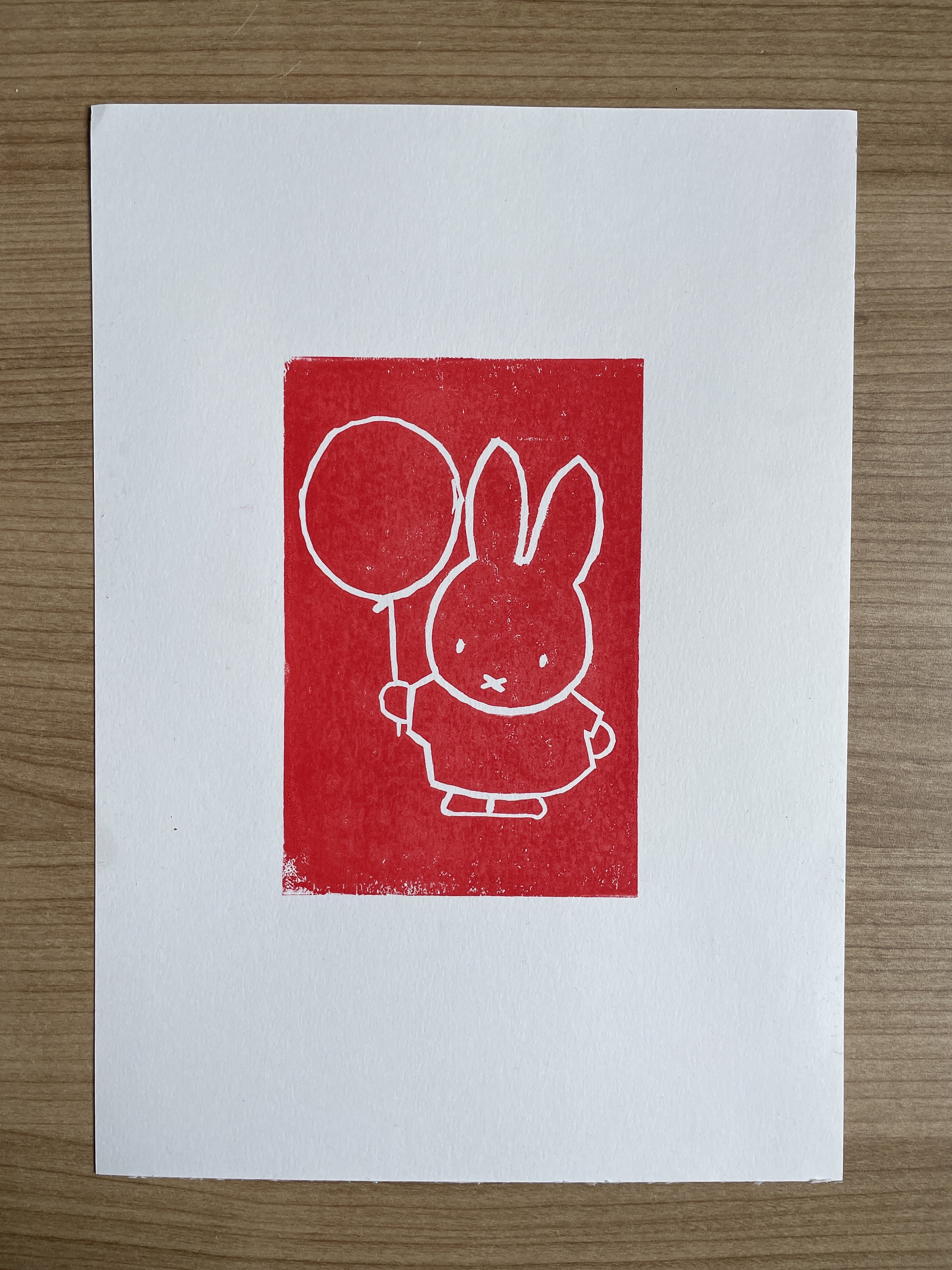 Handmade Linocut Miffy Print - Etsy