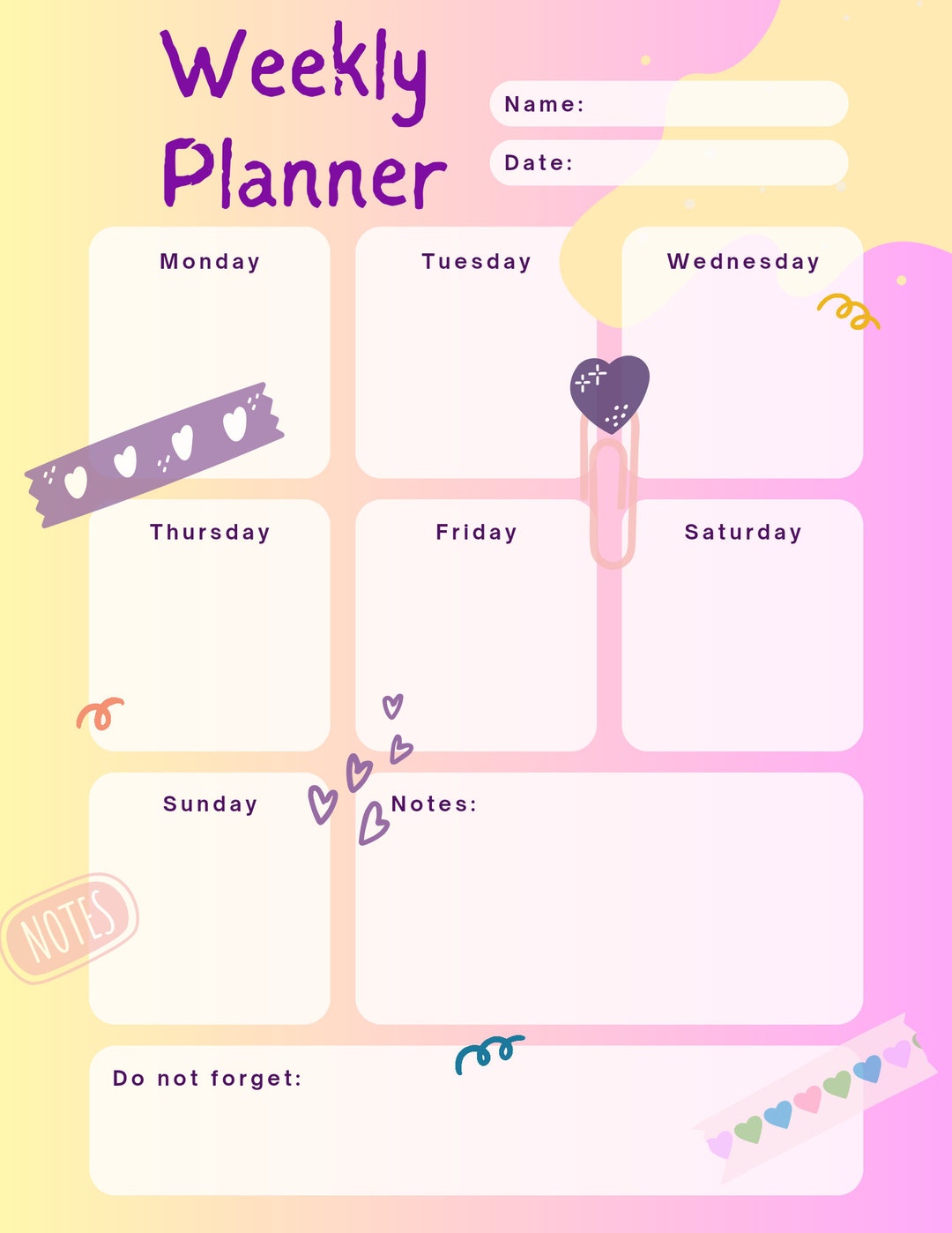 Homeschool Weekly Planner Printable - Etsy