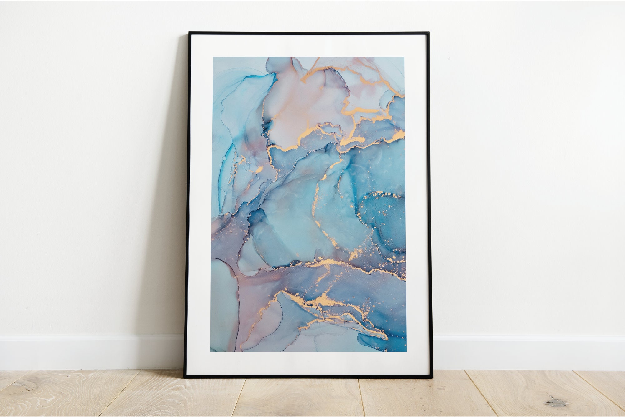 Set of 3 Blue Marble Print Navy Marble Print Living Room - Etsy