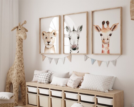 Safari Baby Animal Nursery Prints Set of 3 African Nursery Decor Nursery Wall Art Animal Prints for Nursery Christmas Gift Safari Etsy