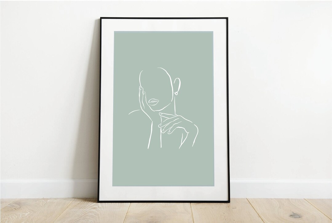 Green Line Art, Green Print, Line Art, Green Wall Art, Scandi Wall Art ...