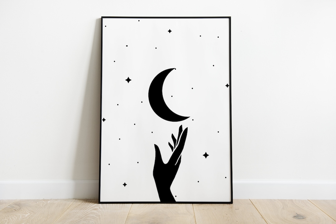 Moon & Stars Print, Celestial, Celestial Print, Lunar Print, Moon Print ...