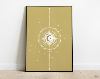 Moon & Stars Print Celestial Celestial Print Lunar Print | Etsy