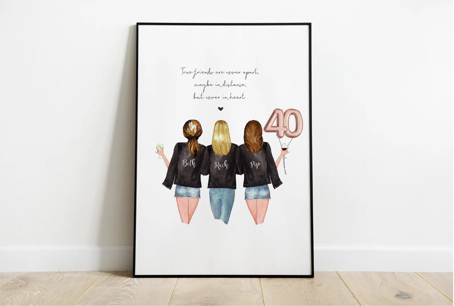 Prints 5 friends 40th birthday print digital download 40 birthday sign ...