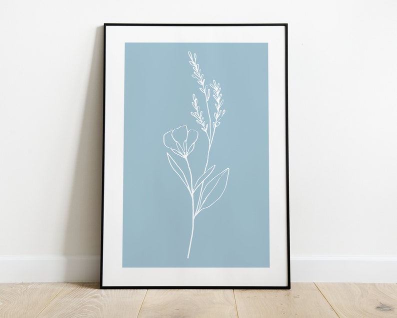 Set of Three Prints, Blue Prints, Blue Wall Art, Scandi Art, Blue ...