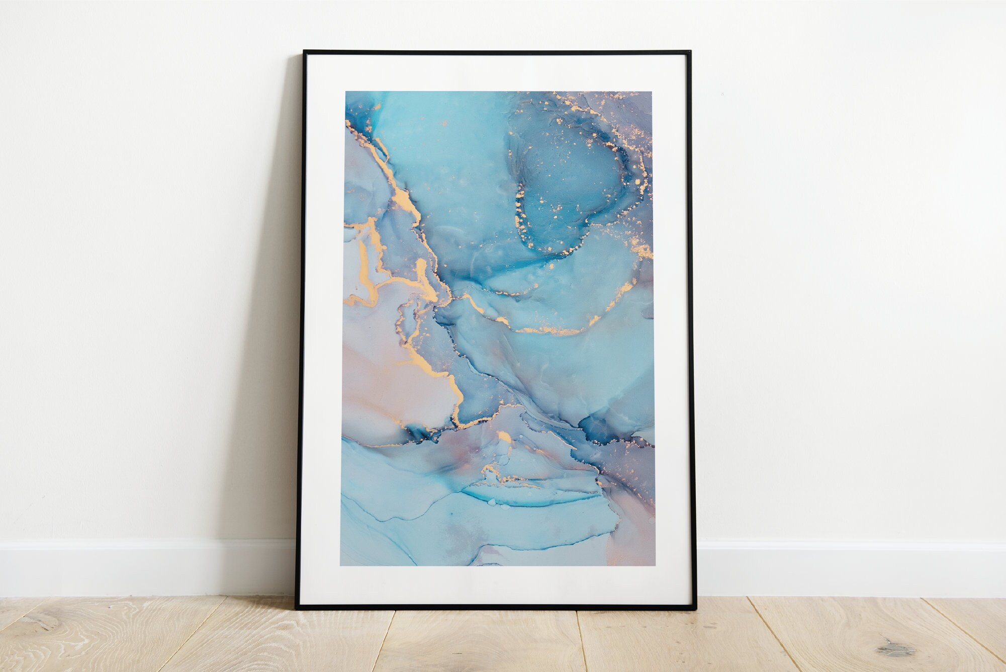 Set of 3 Blue Marble Print Navy Marble Print Living Room - Etsy