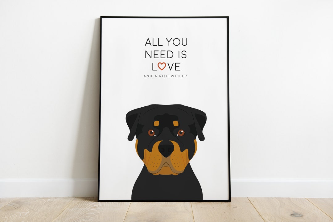 Love and A Rottweiler Print, Pet Print, Beagle Gift, Gift for Dog ...