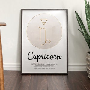 Capricorn Star Sign Print, Capricorn Gift, Gift for Capricorn, Zodiac ...