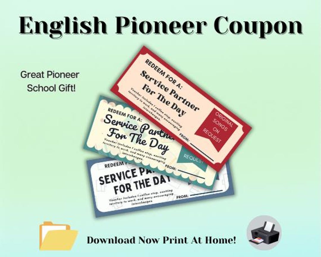 Printable Service Voucher/gift Card Pioneer School Gift - Etsy