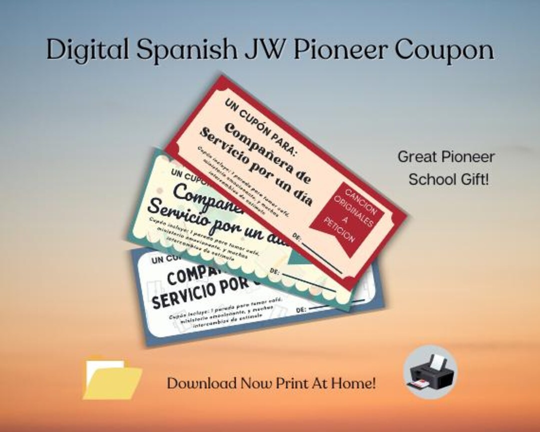 Printable Spanish Pioneer Coupon Service Voucher/gift Card Pioneer ...