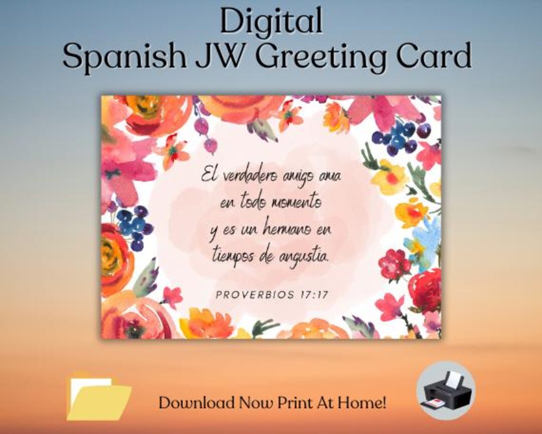 Printable Spanish JW Greeting Card Proverbios 17:17 Digital Download - Etsy