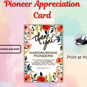 Print at Home Pioneer Appreciation Card Digital Download - Etsy