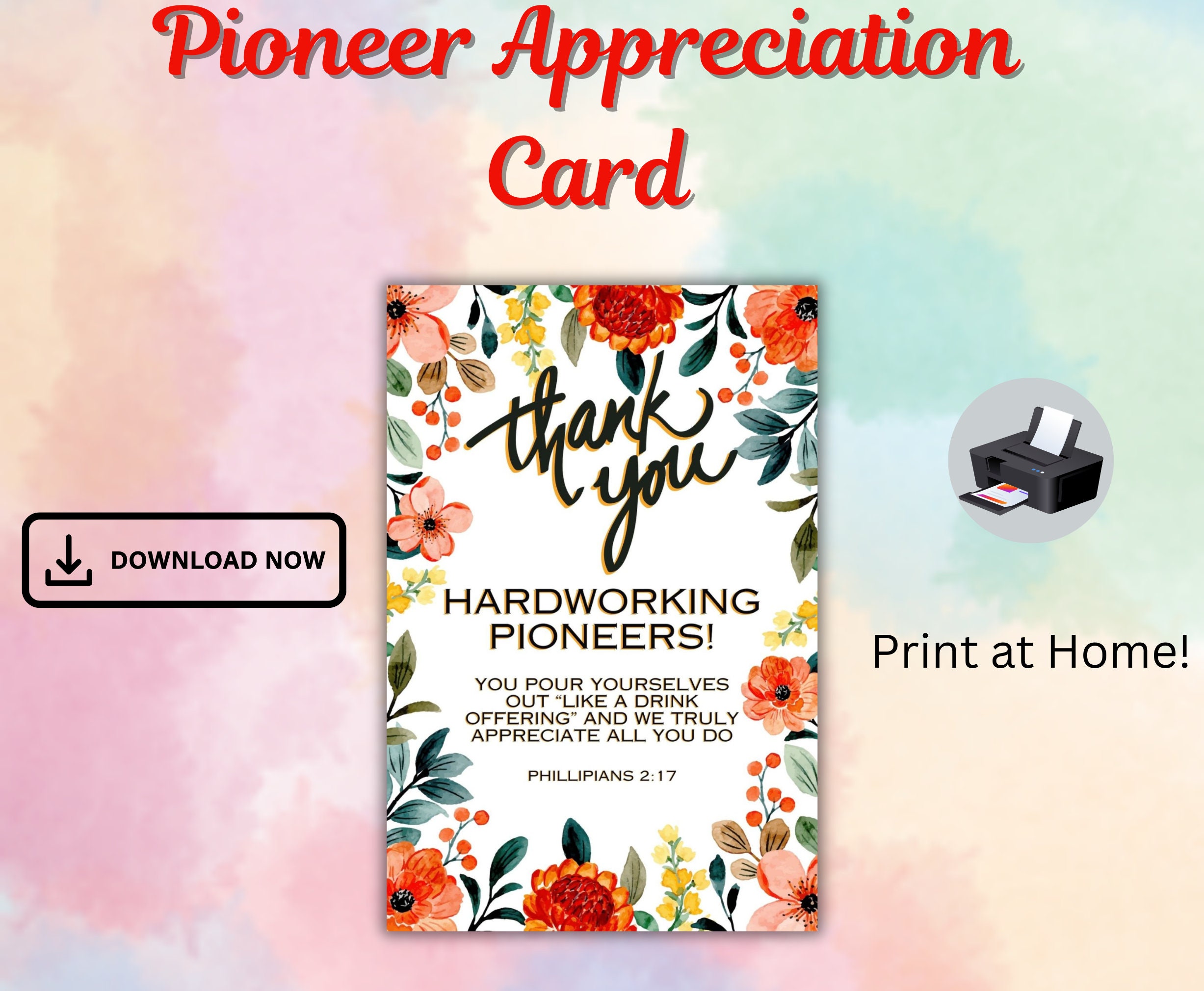 Print at Home Pioneer Appreciation Card Digital Download - Etsy