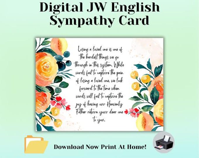 JW Sympathy Card Printable Digital Download - Etsy