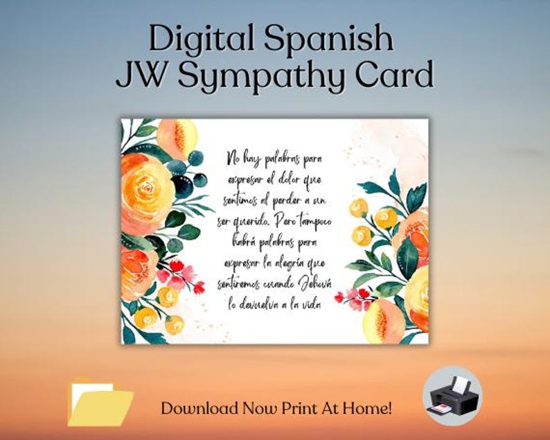 Printable Spanish JW Sympathy Card - Etsy