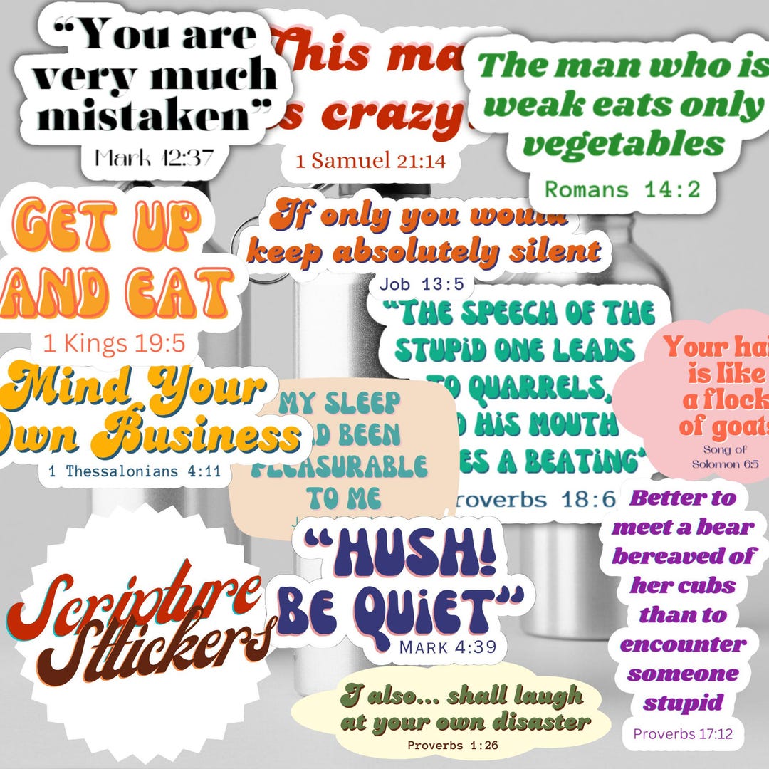 Quirky Scripture Stickers Set of 12 - Etsy