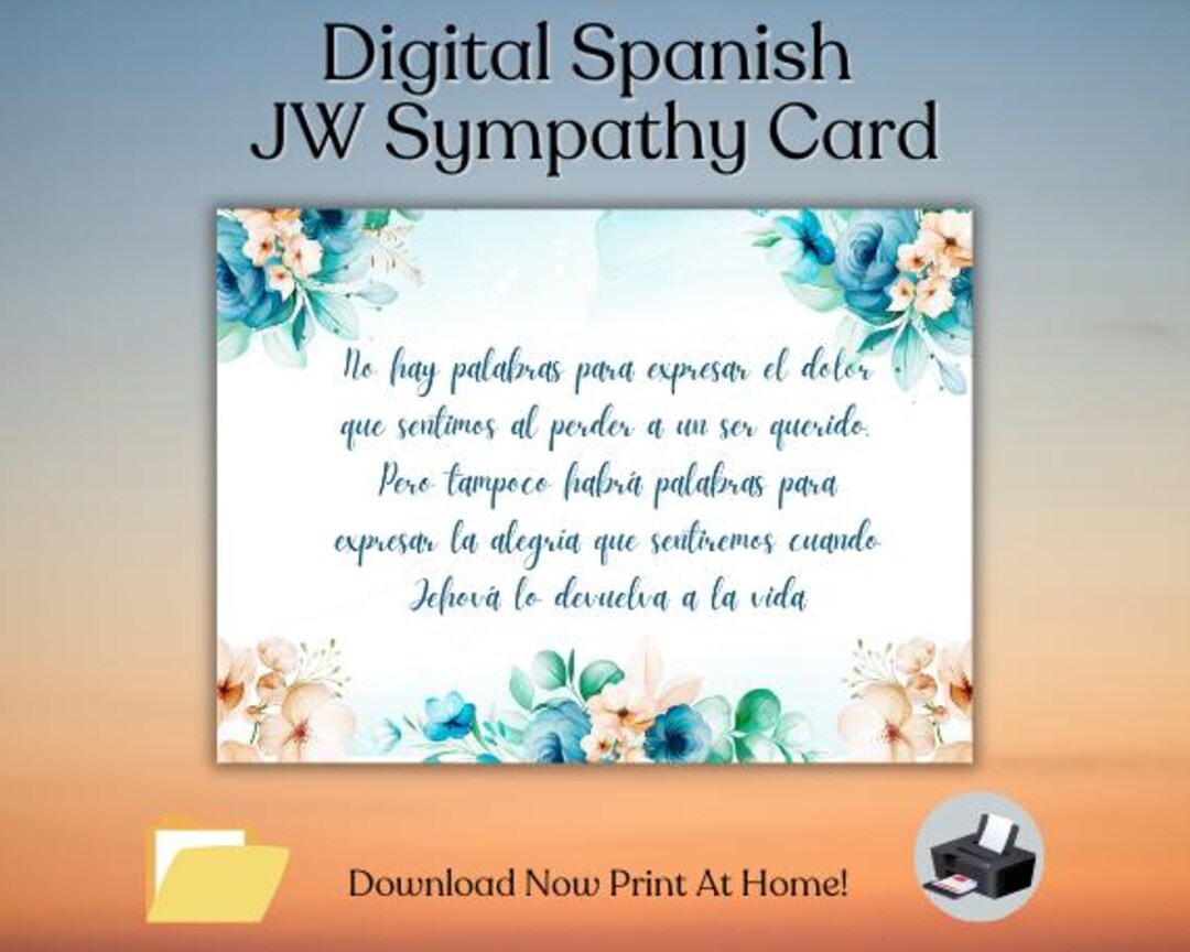 Printable Spanish JW Sympathy Card Digital Download - Etsy