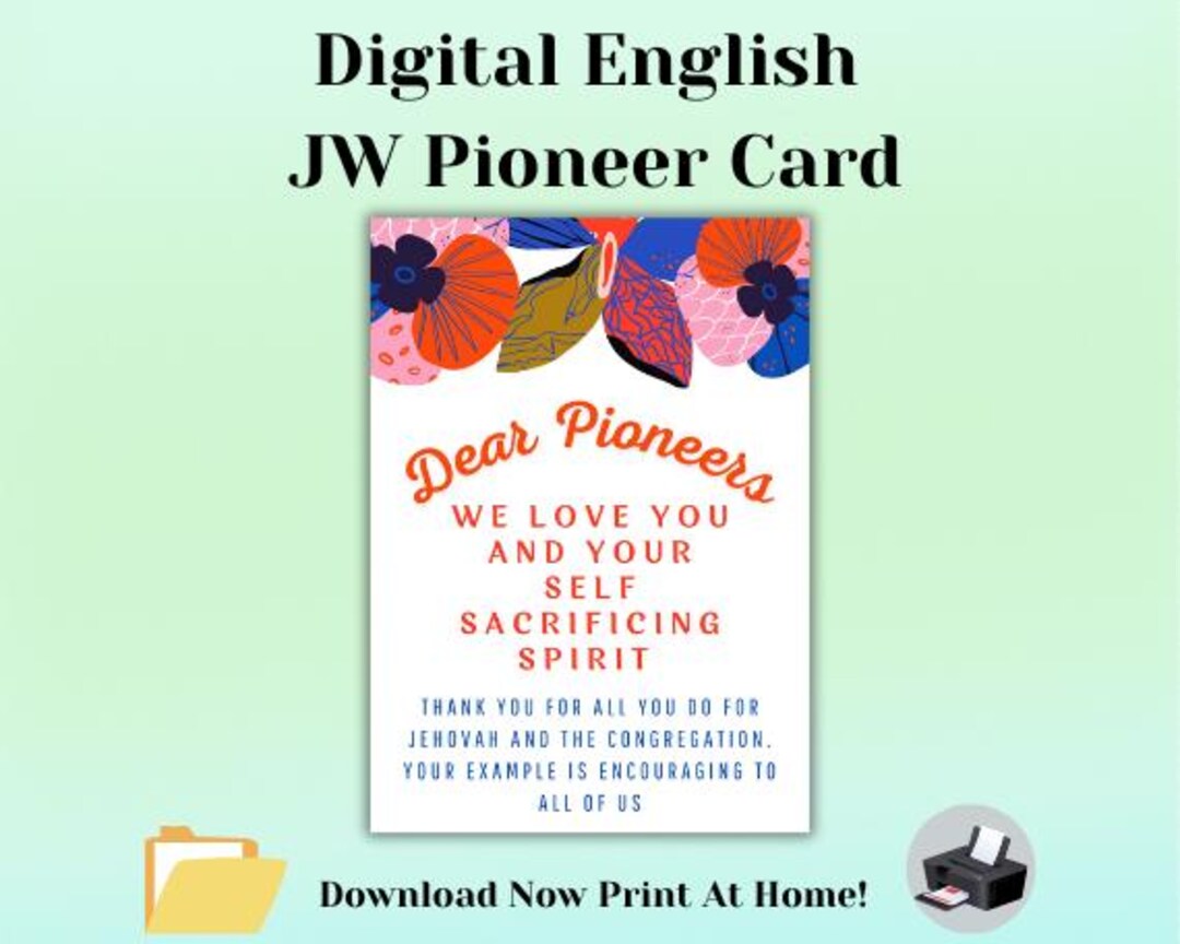 Printable JW English Pioneer Appreciation Card - Etsy
