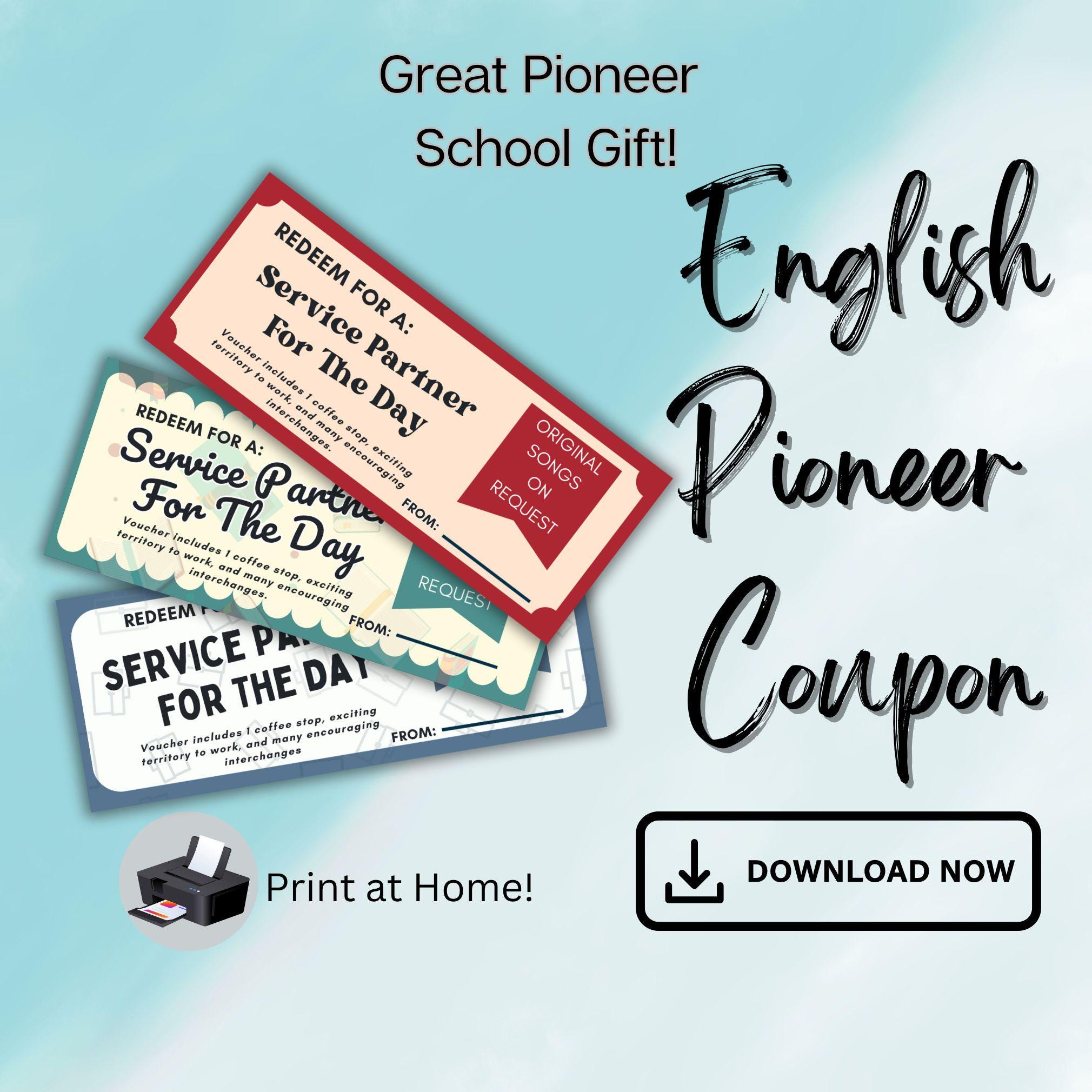 Printable Service Voucher/gift Card Pioneer School Gift - Etsy
