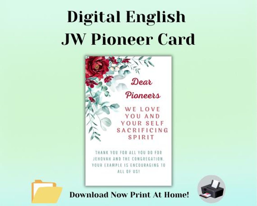 Printable JW English Pioneer Appreciation Card Digital Download - Etsy