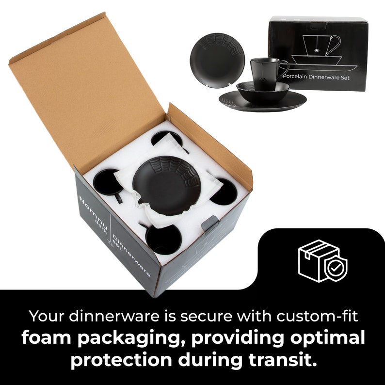Spiderweb-embossed Gothic Dinnerware Set 16 Pieces Including Dinner and ...
