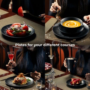 Spiderweb-embossed Gothic Dinnerware Set 16 Pieces Including Dinner and ...