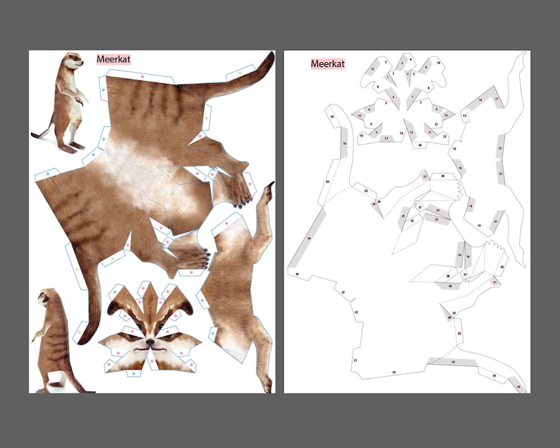 Meerkat 3D Papercraft PDF Template Meerkat DIY Origami | Etsy