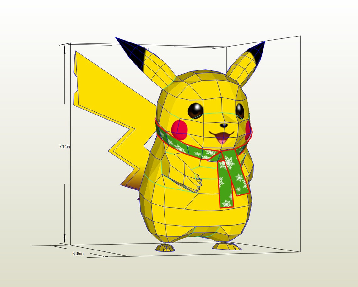 Pikachu 3D Papercraft PDF Template Pikachu DIY Pikachu | Etsy