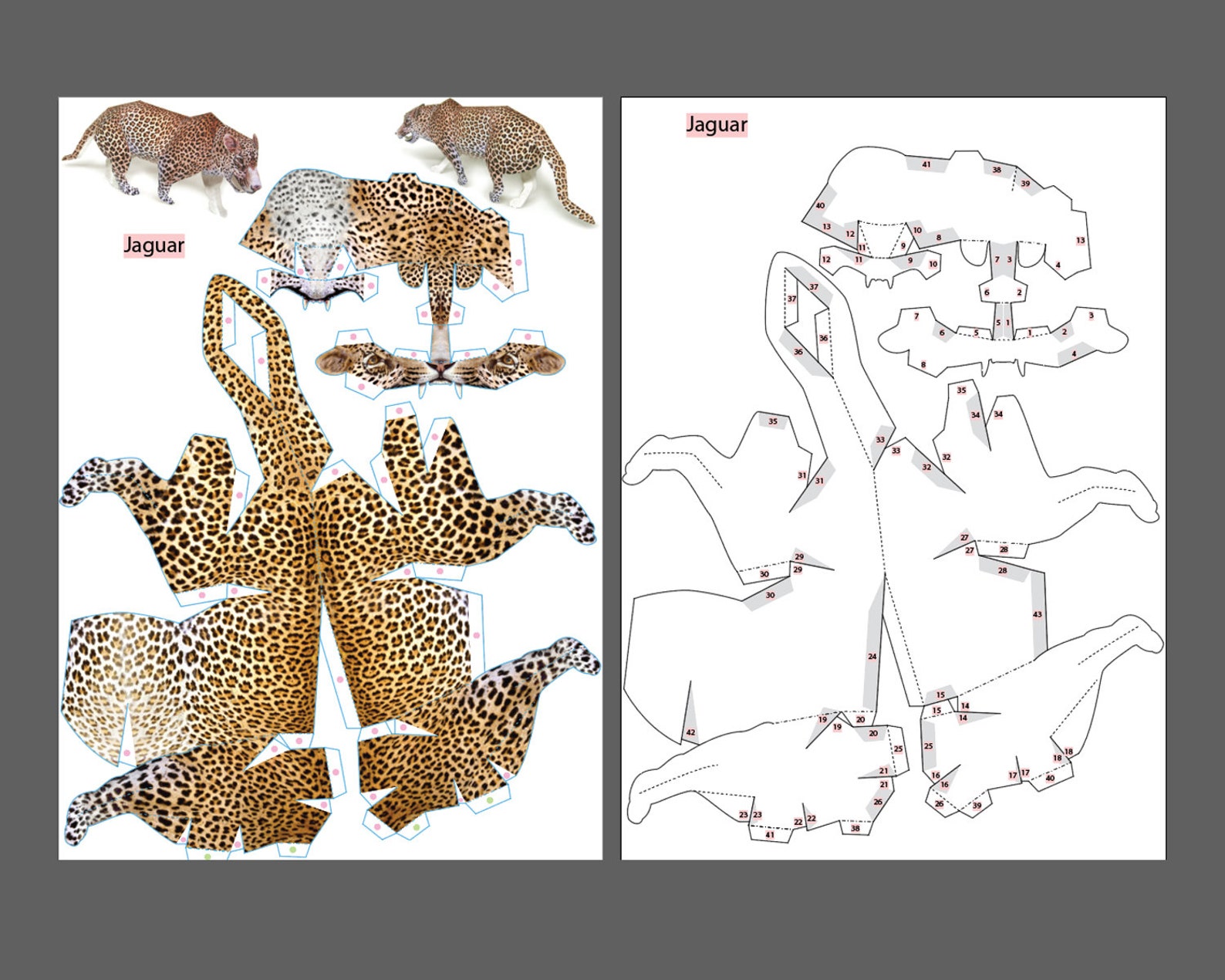 Jaguar 3D Papercraft PDF Template Jaguar DIY Origami Simple | Etsy