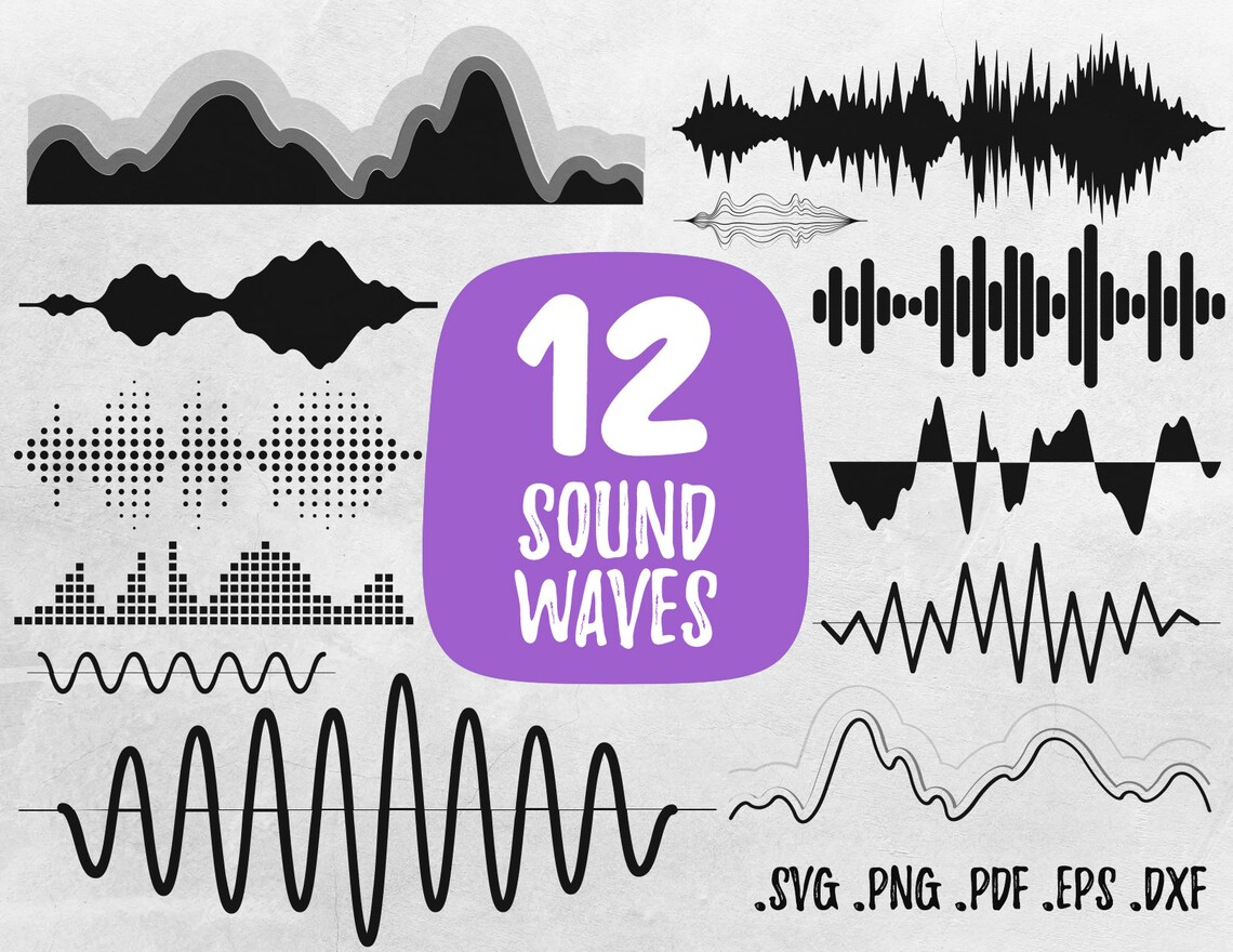 12 SOUND WAVES SVG Silhouettes sound svg waveform soundwave | Etsy