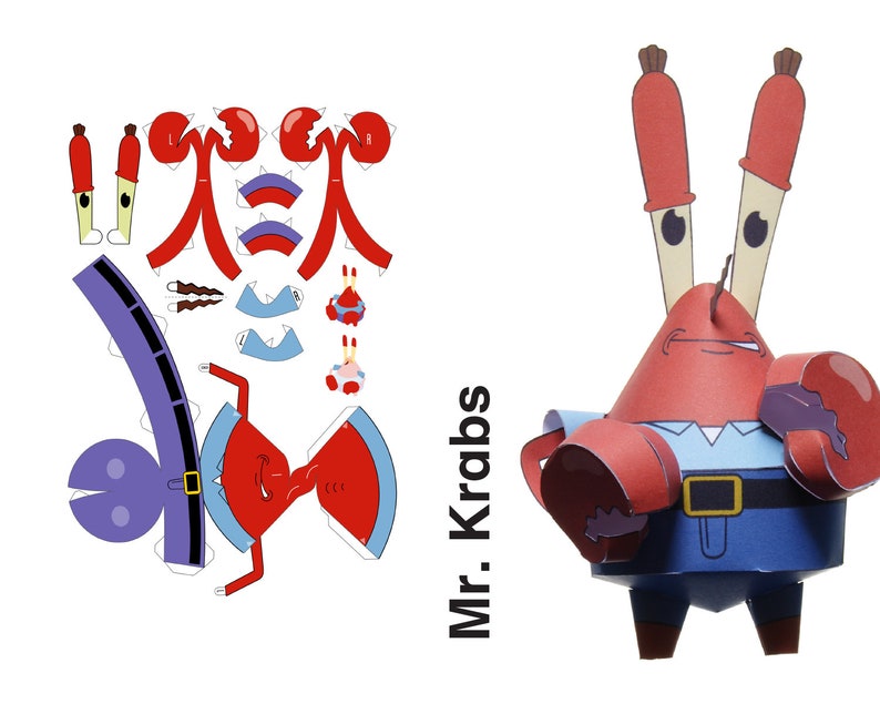 Mr.Krabs 3D Papercraft PDF Template Mr.Krabs DIY Origami | Etsy