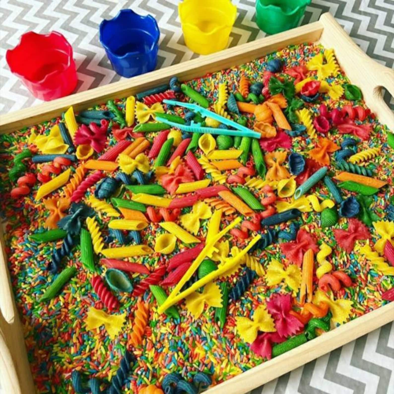 Sensory pasta shapes messy play tuff tray | Etsy