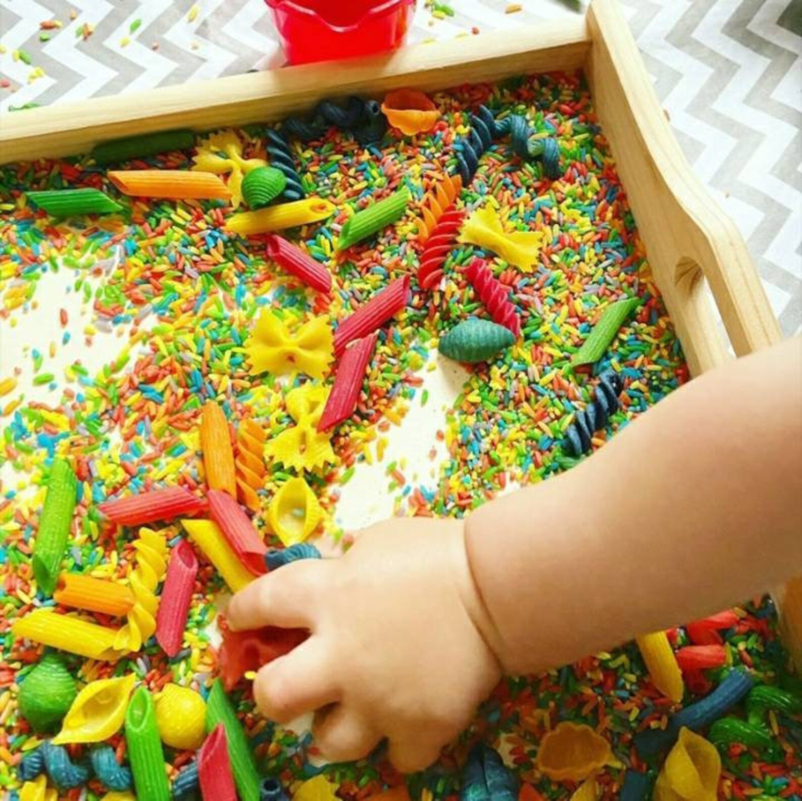 Sensory pasta shapes messy play tuff tray | Etsy