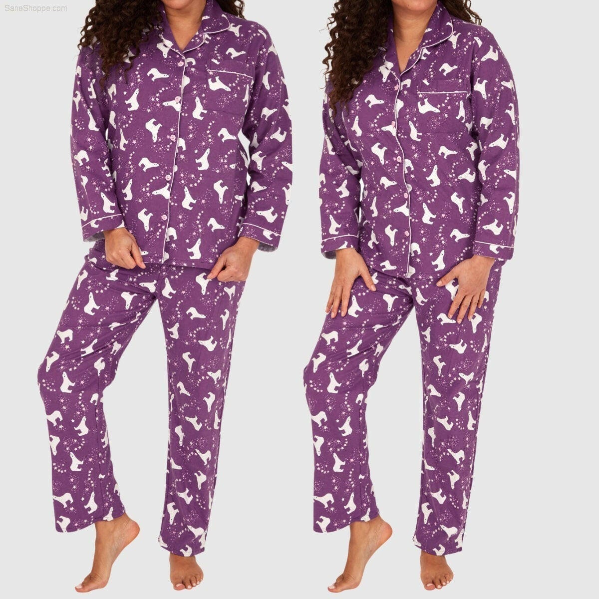 Saneshoppe Womens Brushed Cotton Long Sleeve Wincey Pyjama Set ...