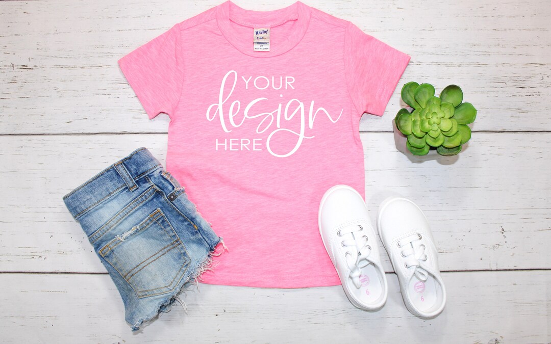 Kavio Flash Pink Mockup Kavio Mockup Flash Pink Slub Tee Mockup Kids ...