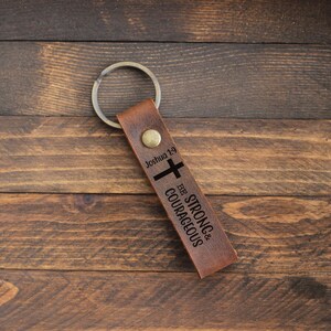 Be Strong and Courageous Inspirational Bible Verse Keychain, Engraved ...