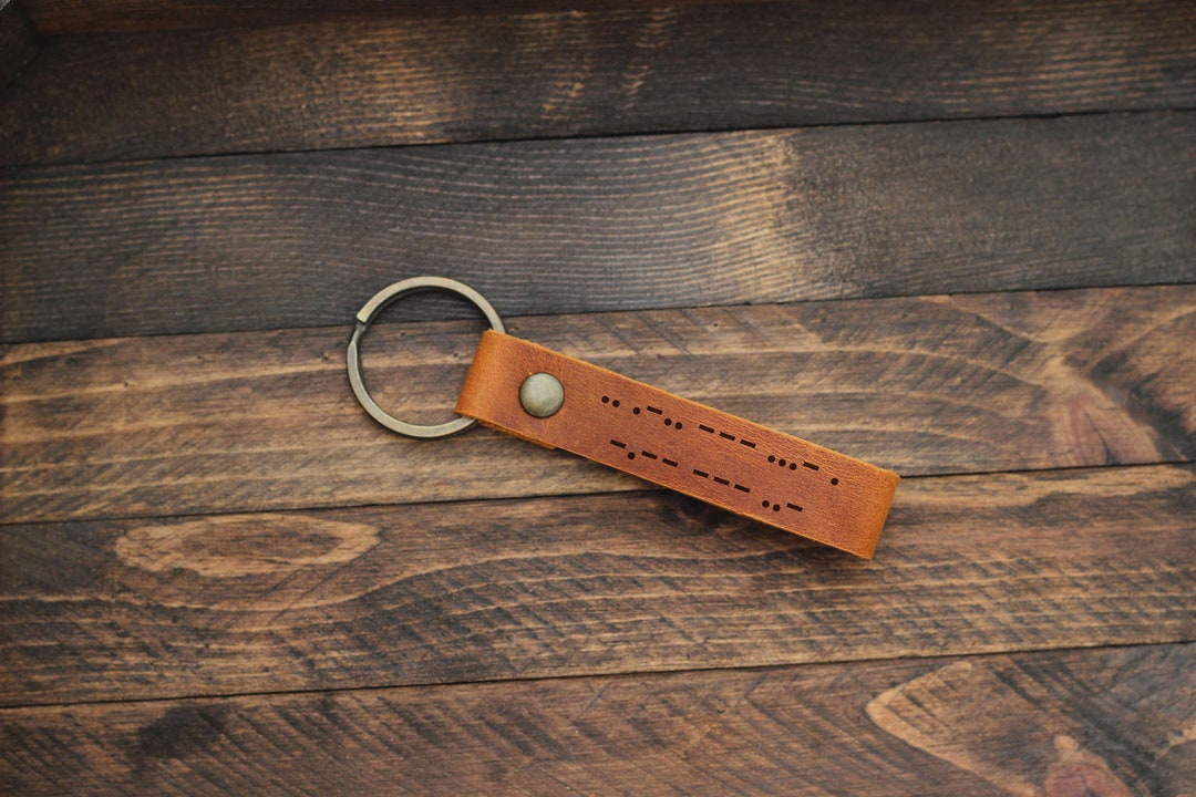 Morse Code Keychain, Personalized Leather Keychain, Personalized Gifts ...