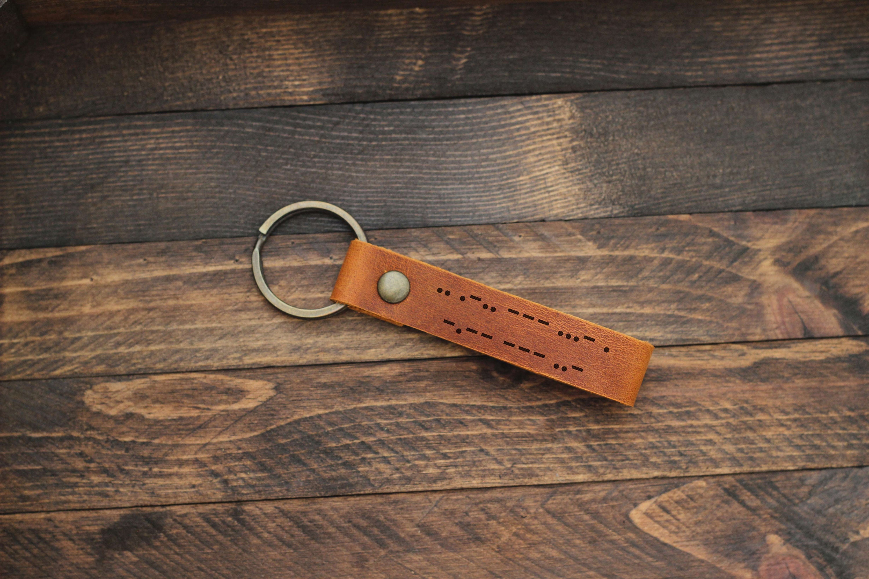 Morse Code Keychain Personalized Leather Keychain - Etsy
