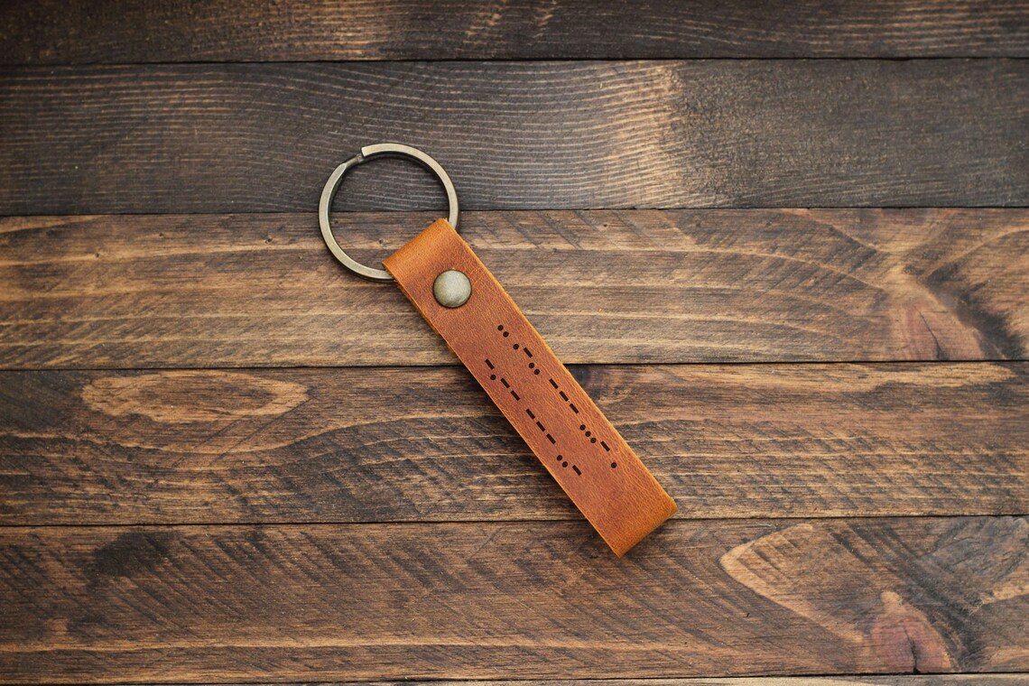 Morse Code Keychain Personalized Leather Keychain | Etsy