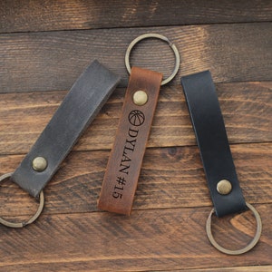 Custom Basketball Keychain, Personalized Leather Engraved Sports ...